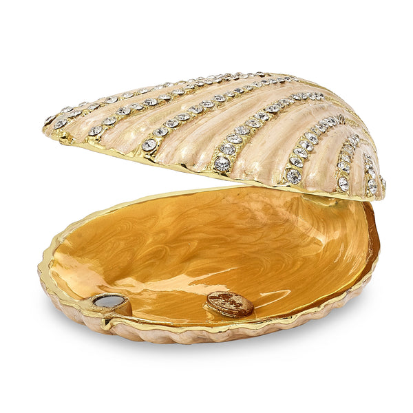 Bejeweled Clam Shell Trinket Box with Charm Pendant – Saris and Things