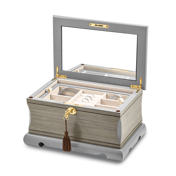 Lux by Jere Limited Edition Grey Veneer and Painted Finish Jewelry Box ...
