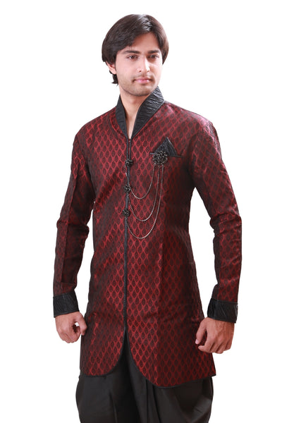 Maroon Indian Wedding Indo-Western Sherwanifor Men – Saris and Things
