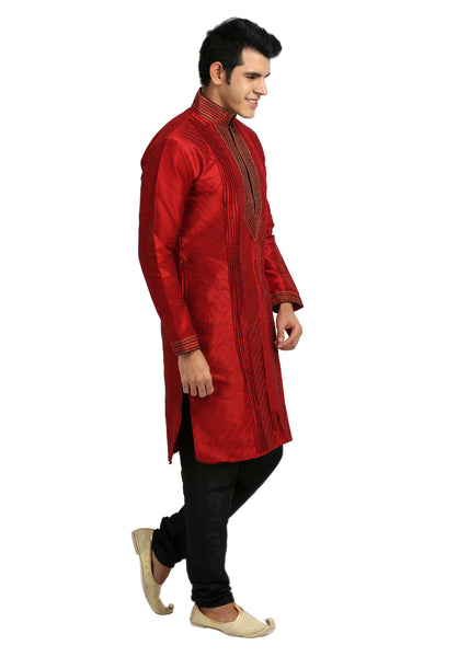 Ritzy Red Kurta Set Sherwani - Indian Ethnic Wear for Men – Saris and ...