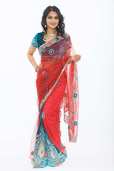 Dazzling Ruby Ready-Made Pre-Pleated Sari – Saris and Things
